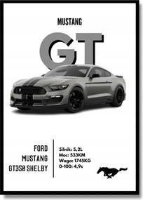 Plakát Mustang Schelby Dárek pro tatínka, automobil v rámu