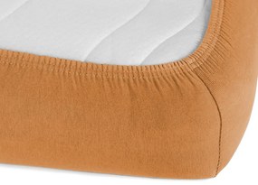 Jersey napínací prostěradlo na vysokou matraci JR-022 Okrové 200 x 220 - výška 30 cm