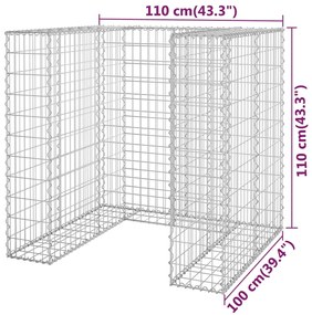 vidaXL Gabionová zástěna pro popelnici pozinkovaná ocel 110x100x110 cm