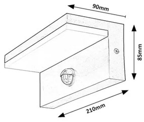 Rabalux 77115-LED Ven. nás. svítidlo se senzorem ZARAGOZA LED/9W/230V IP54 černá