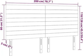 Čelo postele s LED tmavě modré 200x5x118/128 cm samet 3122634