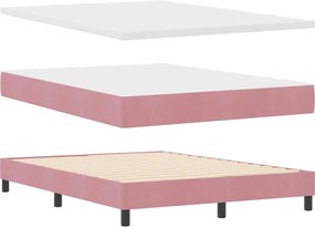 Postel s boxspringem s čelo Růžová 140 x 200 cm samet 3340393