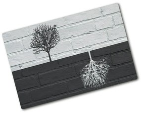 Wallmuralia Kuchyňská deska skleněná Stromy na zdi 80x52 cm
