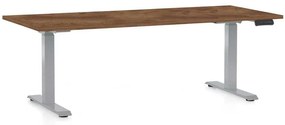 Výškově nastavitelný stůl OfficeTech D, 180 x 80 cm, šedá podnož, dub silverjack