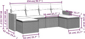 6dílná zahradní sedací souprava s poduškami černá polyratan 3226216