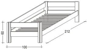 Gazel Sendy postel 90 x 200 cm buk bílá