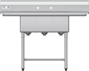 Dřez se 3 přihrádkami, Nerezová ocel 304 o průměru 18 VEVOR – 1372 × 508 × 1097 mm
