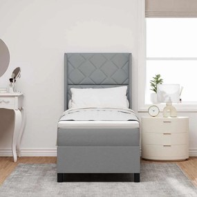 Postel s boxspringem s polštářem Světle šedá 190 x 90 cm textil 3341679