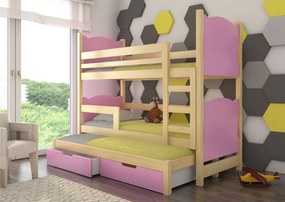 ADRK Furniture Patrová postel pro tři osoby s matracemi LETICIA CH-Let-PIN+P-D039