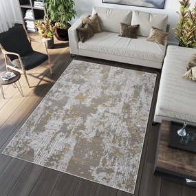 Moderní šedý koberec se zlatým motivem Šířka: 80 cm | Délka: 150 cm