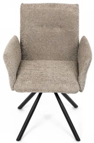 Jídelní židle lanýžová látka černé kovové nohy otočná 90° L+P reset DCH-W1117 LAN2