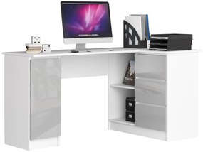 Ak furniture Rohový psací stůl B20 bílý/šedý pravý