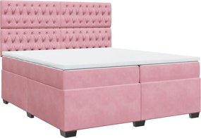 Box spring postel s matrací růžová 200x200 cm samet 3293313