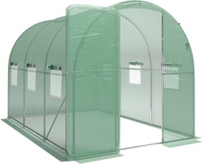 Skleník 3 x 2 x 2 m fóliový skleník s uzamykatelnými dvířky 6 rolovacích oken ze síťoviny Podpěrné tyče