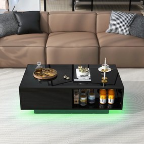 Costway Konferenční stolek s 20 barvami LED světly a dálkovým ovládáním, černý