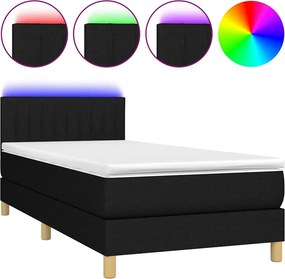Box spring postel s matrací a LED černá 80 x 200 cm textil 3133831