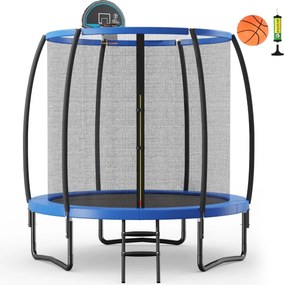 Costway Φ 244 cm venkovní trampolína s basketbalovým košem