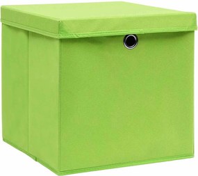 Úložné boxy s víky 4 ks 28 x 28 x 28 cm zelené 325228