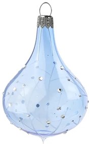 Kapka transparentní modrá jemný dekor větviček