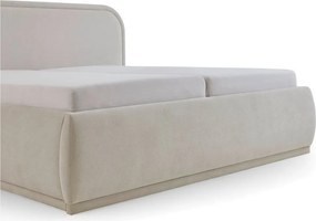 Krémová čalouněná dvoulůžková postel s úložným prostorem s roštem 180x200 cm Soma – Meise Möbel