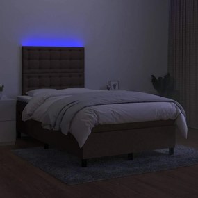 Box spring postel s matrací a LED tmavě hnědá 120x200 cm textil 3135184
