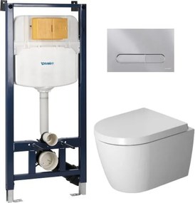 Set sada mísa + prkénko s pomalým sklápěním Duravit ME by Starck 45300900A1, podomítkový WC modul Duravit DuraSystem WD102900000, WD5009021000