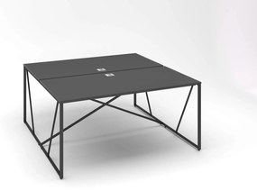 Psací stůl Dvoumístný Lenza PROX 158/80 Dekor stolové desky: černý grafit, Barva podnože: černá