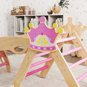 AIYAPLAY dětská vnitřní prolézačka 8 v 1, design princezny, skluzavka, rampa, oblouk, dřevo