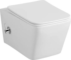 Sapho Sapho, PORTO závěsná WC mísa Rimless, integrovaná baterie a bidetová sprška 36x52 cm, bílá, PZ102RX