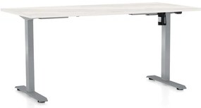 Výškově nastavitelný stůl OfficeTech A, 160 x 80 cm, šedá podnož, bílý jasan