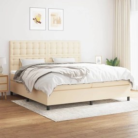 Box spring postel s matrací krémová 200x200 cm textil 3142126