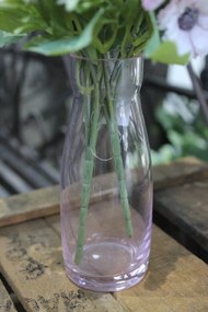 Růžová skleněná váza na květiny 15cm