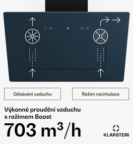 Klarstein SleekAir digestoř, A+++, 717 m³/h, Dotyková, LED, 60 cm
