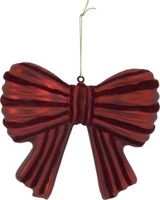 Červená vánoční skleněná ozdoba mašle Bow – 13*3*11 cm