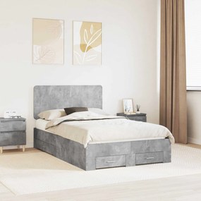 Rám postele s čelo Betonově šedá 135 x 190 cm Kompozitní dřevo 3412795