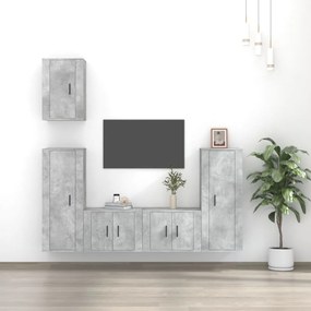 vidaXL 5dílný set TV skříněk kompozitní dřevo [3188778] Barva: Betonová šedá