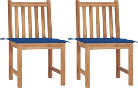 vidaXL Zahradní židle 2 ks s poduškami masivní teakové dřevo [3062924] Barva: Královská modř