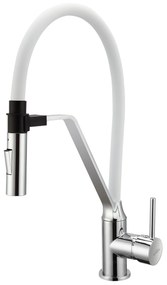 Invena Terra, kuchyňská baterie s elastickým ramenem, bílá-chromová, INV-BZ-54-L02-D