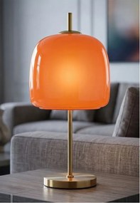 Oranžová/ve zlaté barvě kovová stolní lampa se skleněným stínidlem (výška 53 cm) Oldy – Mauro Ferretti
