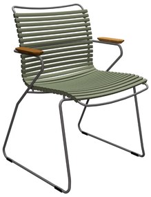 Olivově zelená plastová zahradní židle HOUE Click s područkami