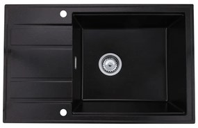 Gamma Modern 8010, 1-komorový granitový dřez 800x500x210 mm, černá se zlatými body, GMA-ZM-8010-GD