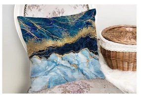 Povlak na polštář Minimalist Cushion Covers Marble With Blue, 45 x 45 cm