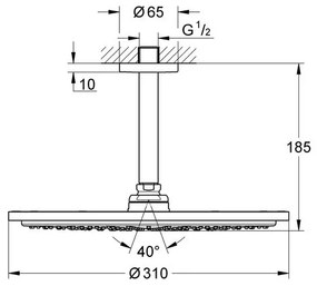 Grohe Rainshower Cosmopolitan Metal Hlavová sprcha, Hard Graphite lesk 26067A00