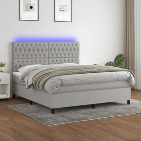 Box spring postel s matrací a LED světle šedá 160x200 cm textil,  3135125 HangarStore.cz