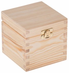 FK Dřevěná krabička se sponou - 11x11x11 cm, Přírodní