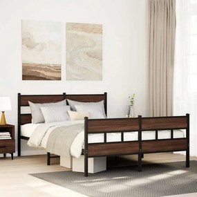 Kovový rám postele bez matrace hnědý dub 160 x 200 cm 3308477