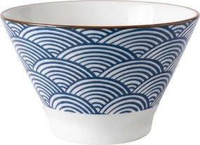 Bílá keramická miska s modrým duhovým vzorem - Ø 13*8 cm / 350 ml