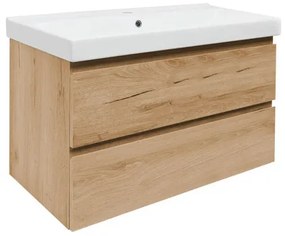 Koupelnová skříňka 2 zásuvková s umyvadlem SAT B-Way 99x50x45 cm dub mat BWAY2100OAKU1BI