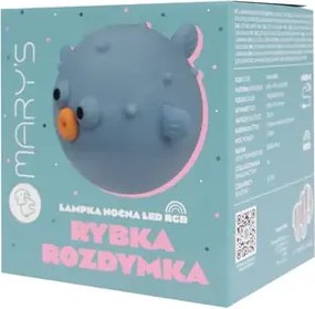 Mary's LED silikonová noční lampička dotyková RGB - Puffer Fish, modrá