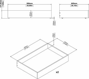 Zásuvky pro postel Simplicity - šířka 99 cm, 2 ks, černý mat
